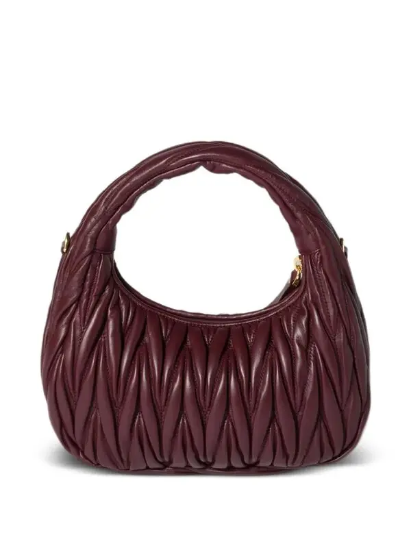 Miu Miu Matelassé Leather Shoulder Bag - Bordeaux