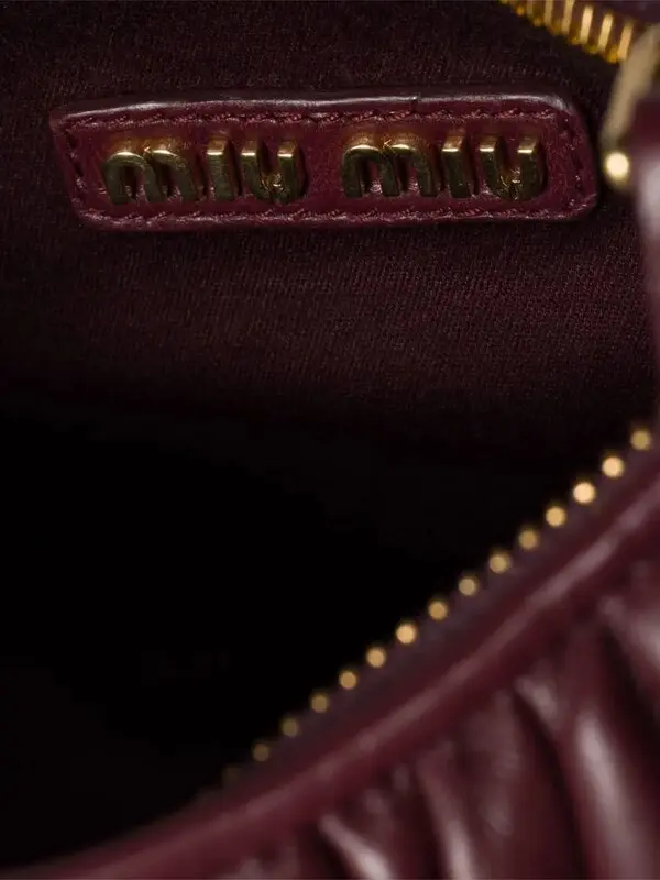 Miu Miu Matelassé Leather Shoulder Bag - Bordeaux