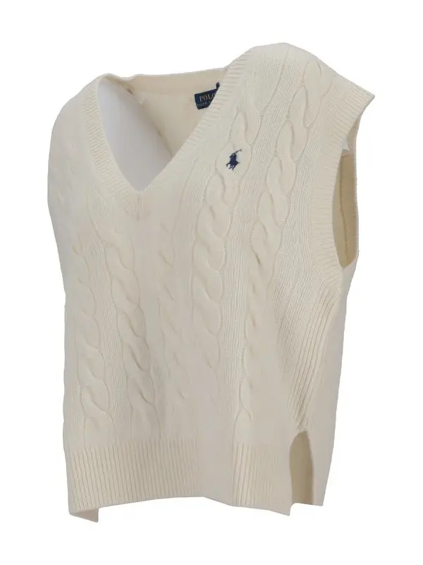 Ralph Lauren Sleeveless Cable-knit V-neck Pullover