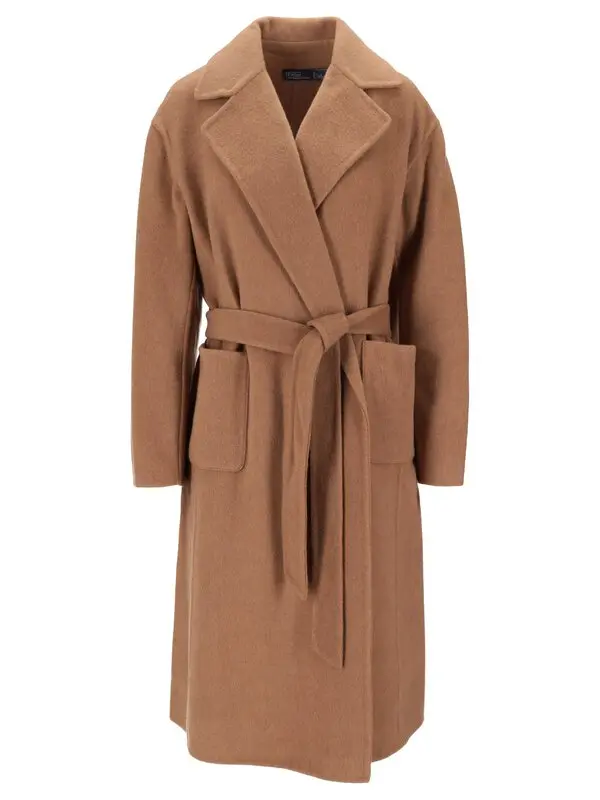 Ralph Lauren Unlined Wrap Coat - Camel Melange