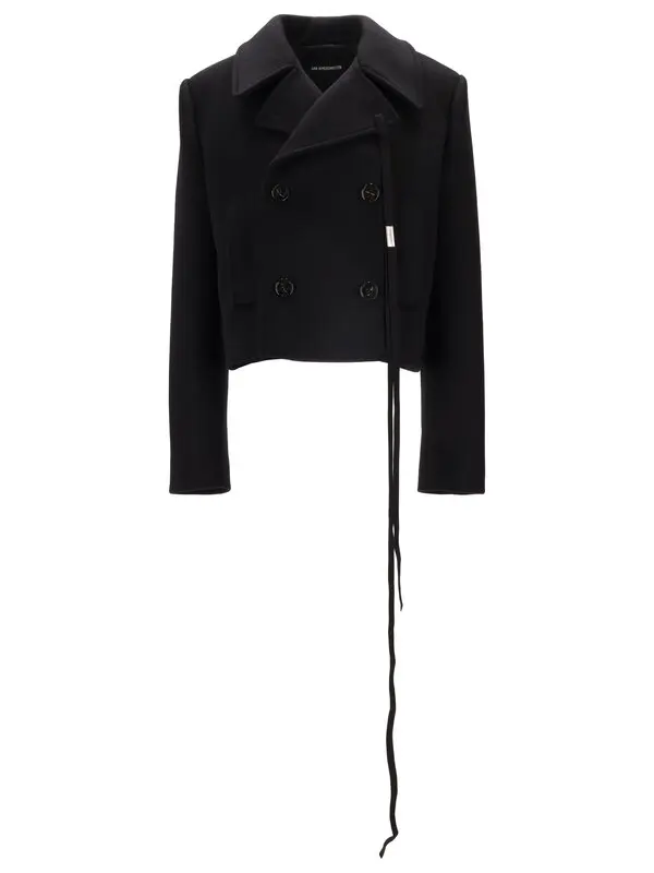 ANN DEMEULEMEESTER Double Breasted Caban Melton Wool Jacket