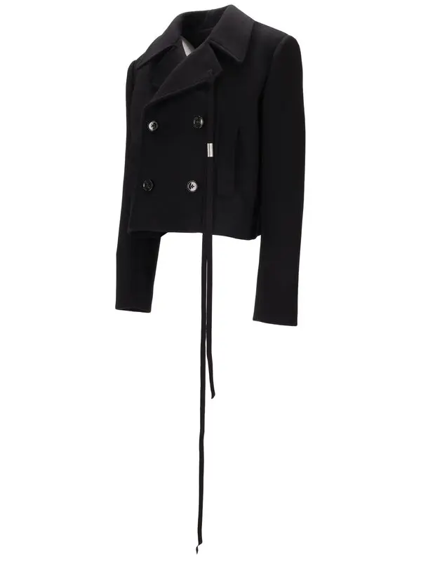 ANN DEMEULEMEESTER Double Breasted Caban Melton Wool Jacket