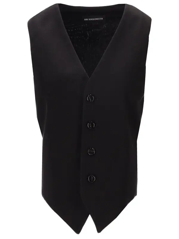 ANN DEMEULEMEESTER Classic Cotton Gabardine Washed Waistcoat