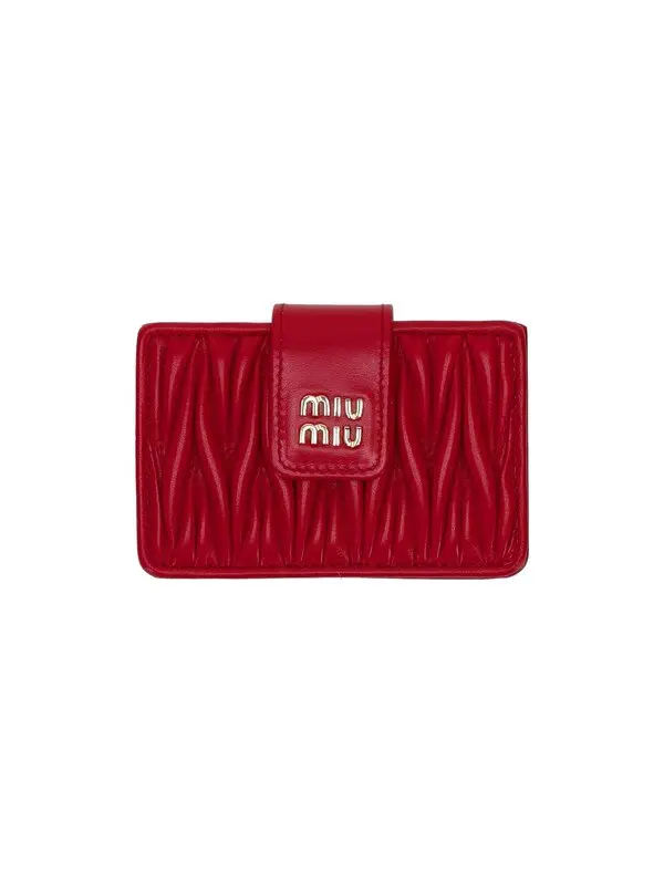 Miu Miu Matelassé Card Holder - Rosso