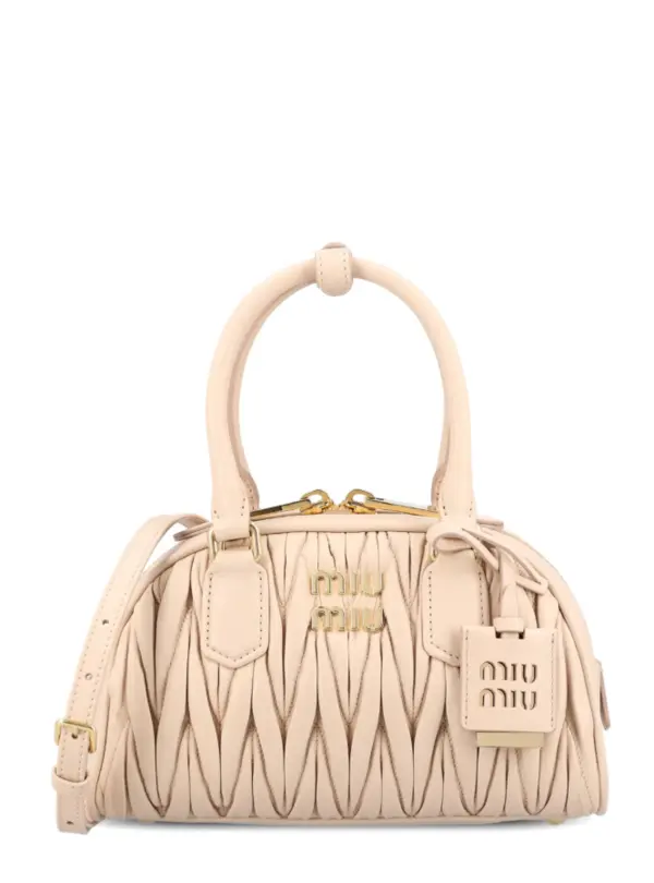 Miu Miu Ruched Leather Top Handle Bag