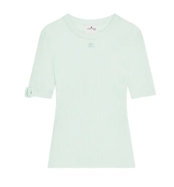 COURREGES Ribbed Knit Top With Buckle Detail