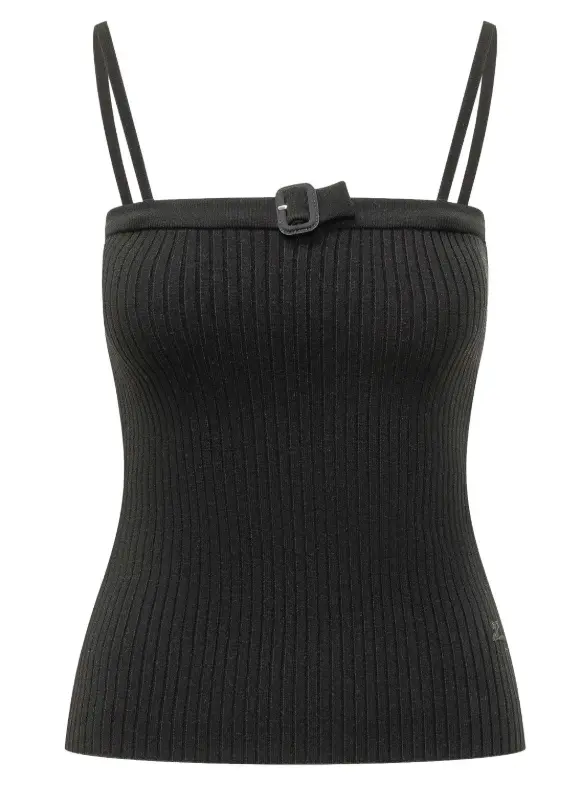 COURREGES Ribbed Knit Top With Buckle Detail