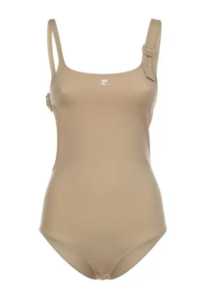 COURREGES One Piece Swimsuit With Buckle Detail - Sahara