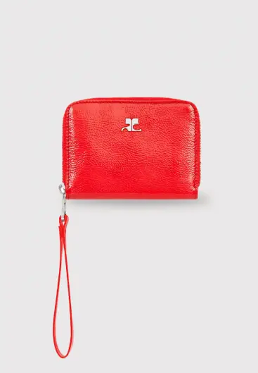 COURREGES Wallet Naplack Zipped Compact - Bright Red