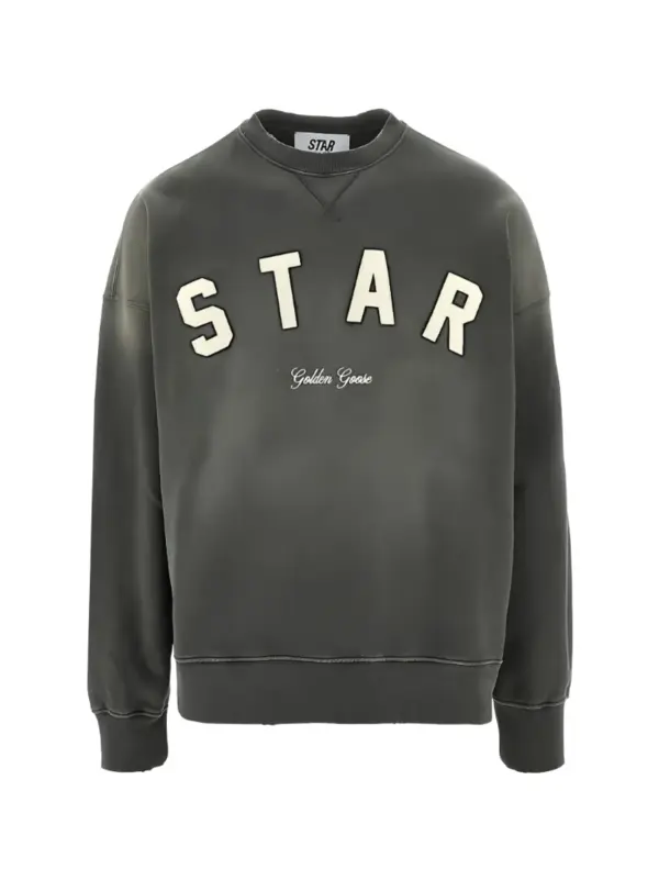 GOLDEN GOOSE Boxi Crewneck Sunfaded Wash Star Print - Charcoal