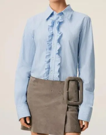 AMI Paris Fitted Long Sleeve Shirt With Jabot Detail
