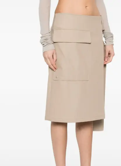 COURREGES Cotton Utility Skirt With Buckle Detail - Beige