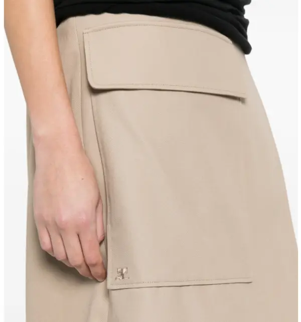 COURREGES Cotton Utility Skirt With Buckle Detail - Beige