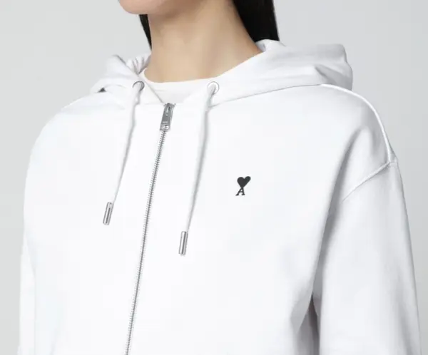 AMI Paris De Coeur Contrast Hoodie - Blanc