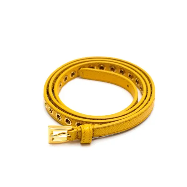 Prada Skinny Eyelet Belt - Yellow