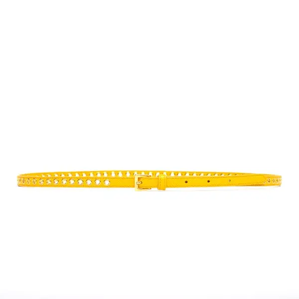 Prada Skinny Eyelet Belt - Yellow