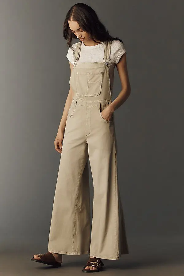 PILCRO Adi Flare Denim Overalls - Alfalfa