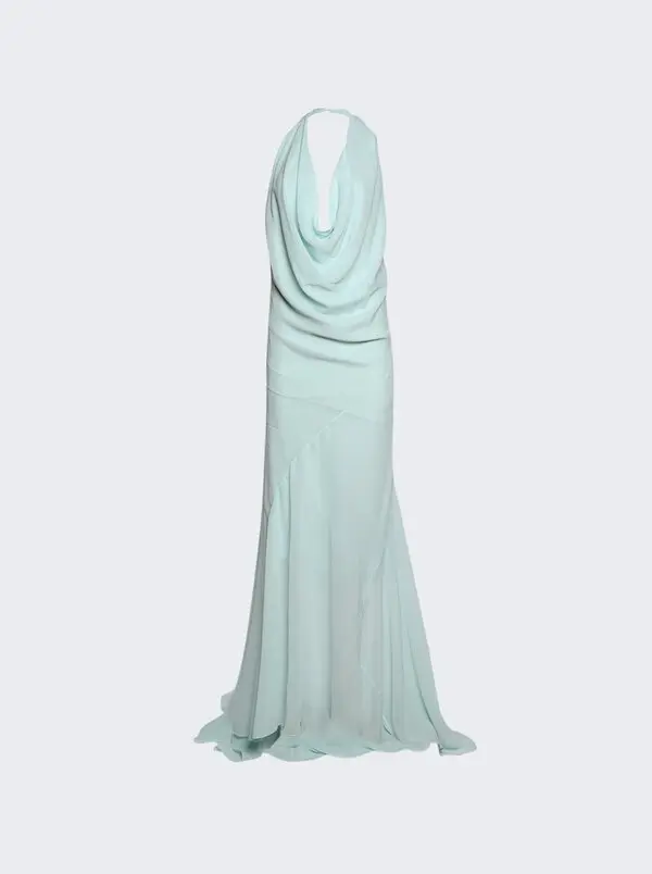 MUGLER Draped Halter Gown - Blue