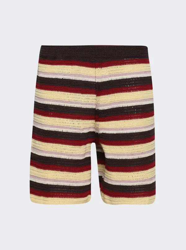 BAZISZT Bazizst Striped Knitted Cotton Shorts