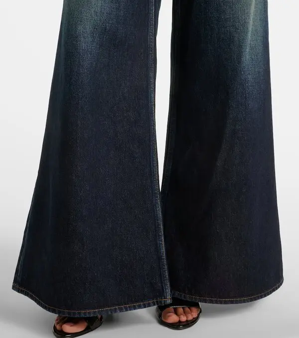 Alaïa Wide-leg Faded Jeans