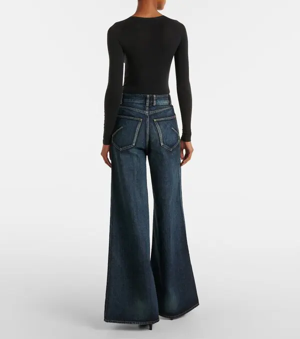 Alaïa Wide-leg Faded Jeans