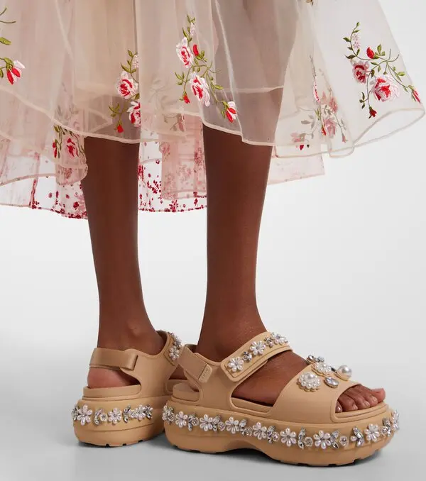 Simone Rocha Embellished Platform Sandals - Beige