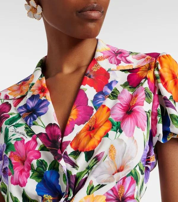 Dolce & Gabbana Floral Print Cropped Shirt - Multicoloured