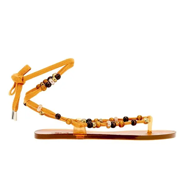 ANCIENT GREEK SANDALS Esther Beads Jelly Sandals - Caramel