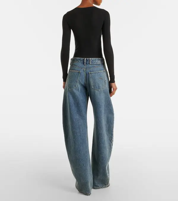 Alaïa Barrel-leg Jeans In Handsand Wash - Blue