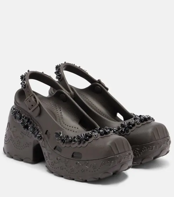 Simone Rocha Embellished Slingback Pumps In Esprosso