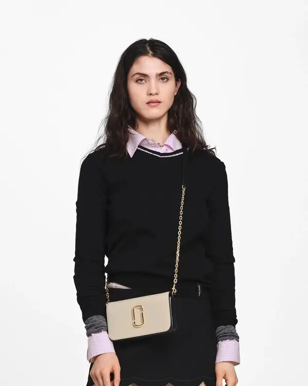 Marc Jacobs The Snapshot Wallet On Chain Bag - Cloud White Multi