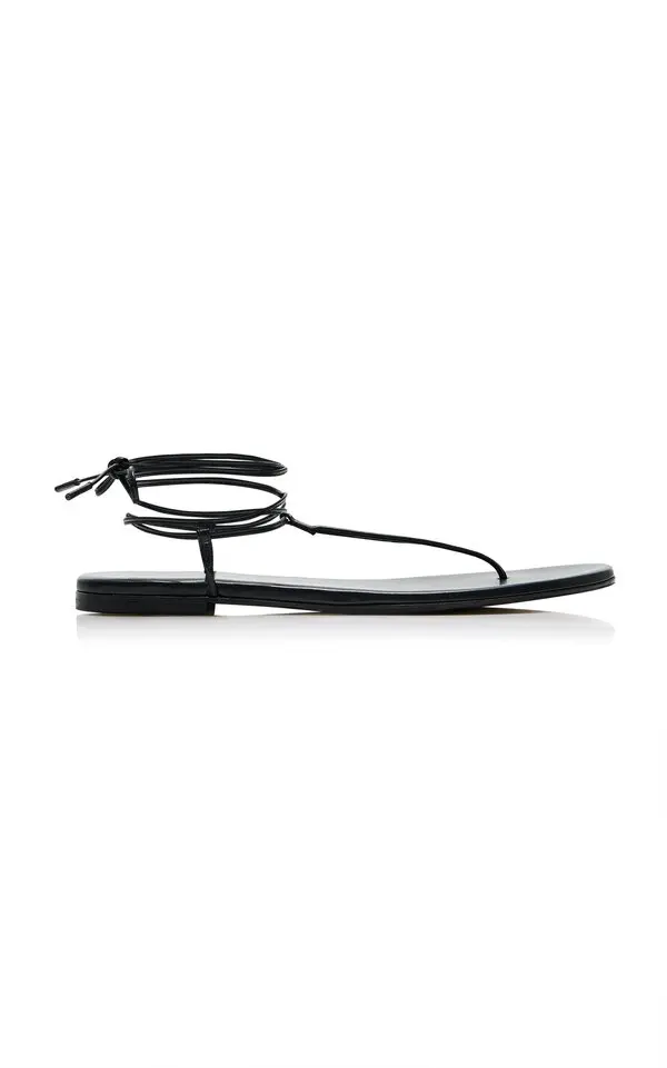 GIANVITO ROSSI Gwyneth Leather Lace-up Thong Sandals - Black