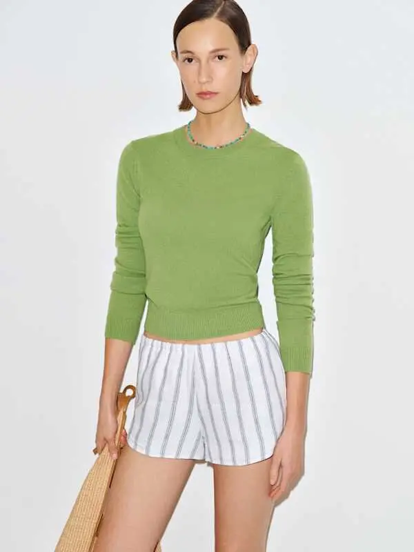 REFORMATION Lian Cashmere Crew Sweater - Green