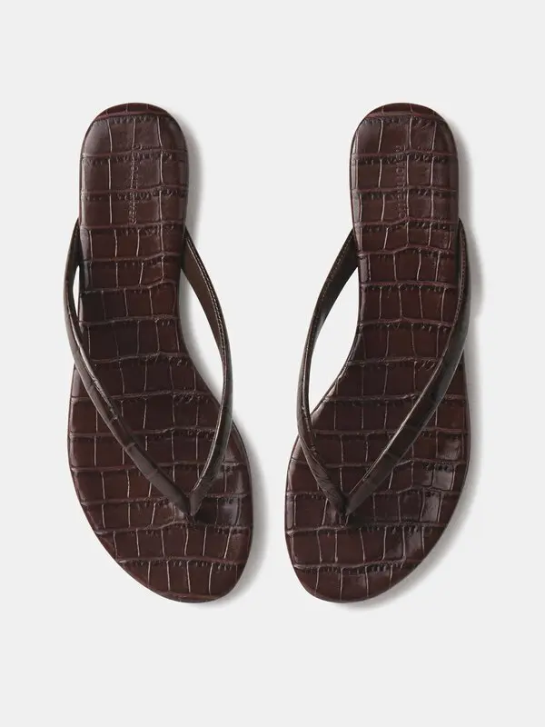 REFORMATION Amelia Flat Thong Sandals - Brown
