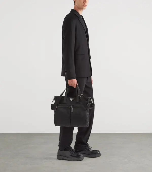Prada Re-nylon And Saffiano Leather Tote Bag