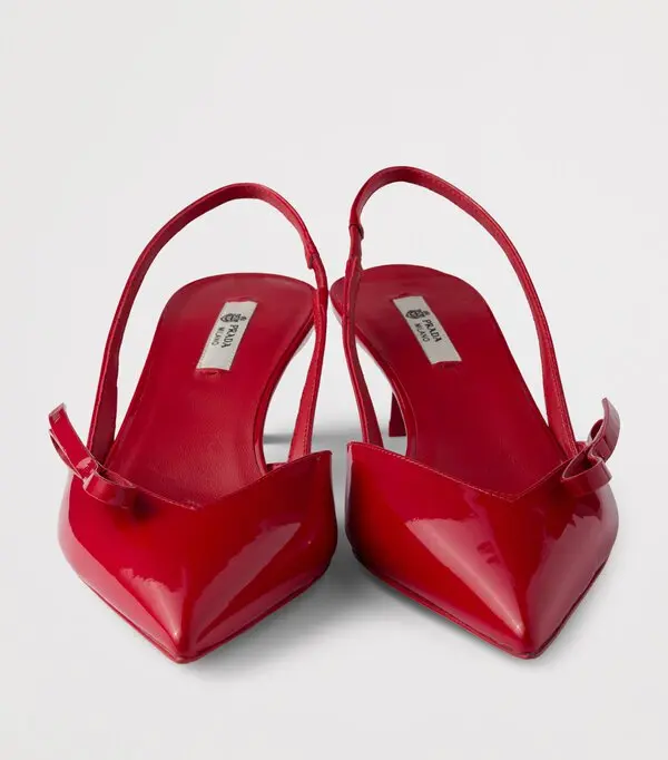 Prada Patent Leather Slingback Kitten Heels - Red