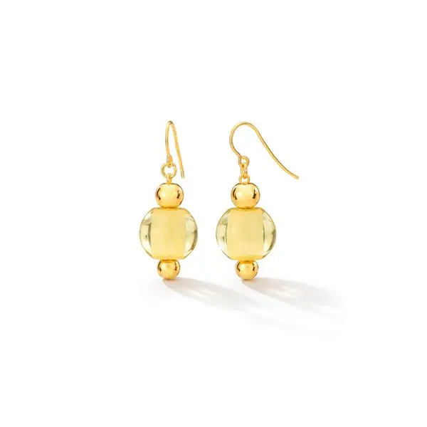 GOLD & HONEY Yellow Marble Bead Drop Earrings - Gold/yellow