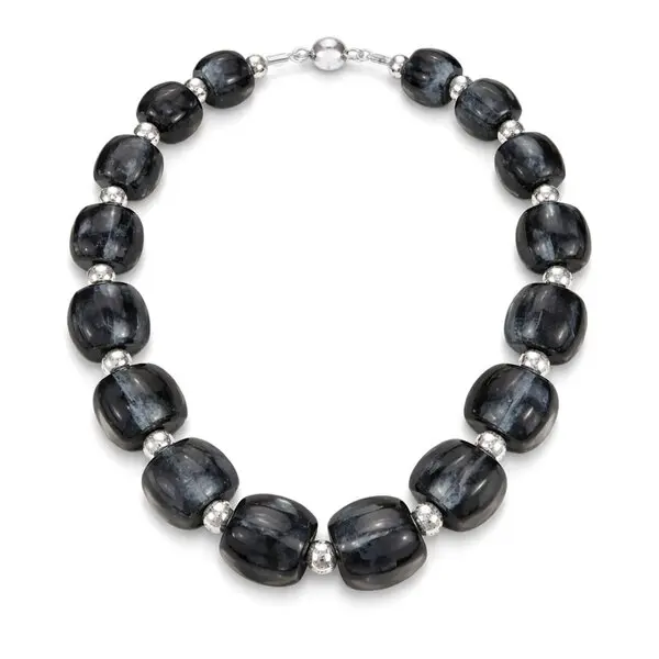 GOLD & HONEY Beaded Lucite Necklace - Black/silver