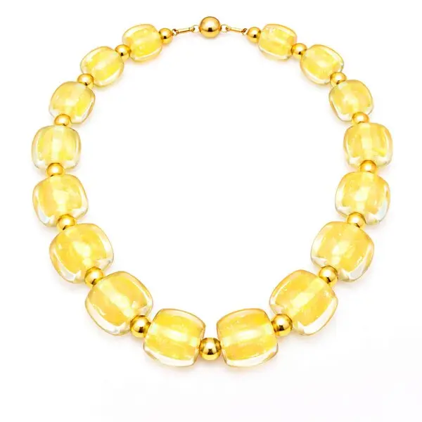 GOLD & HONEY Beaded Lucite Necklace - Gold/yellow