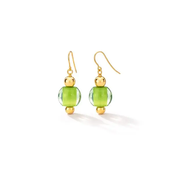 GOLD & HONEY Green Marble Bead Drop Earrings - Gold/green