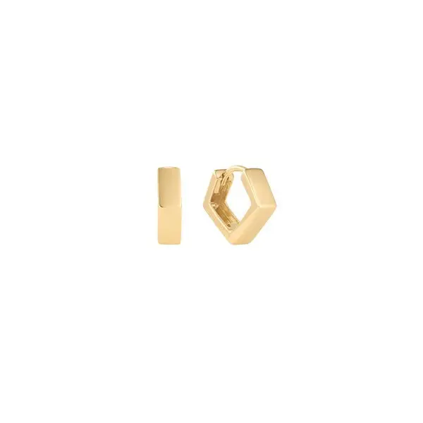 VANCHI Judith Hexagon Angular Huggies In Sterling - Gold