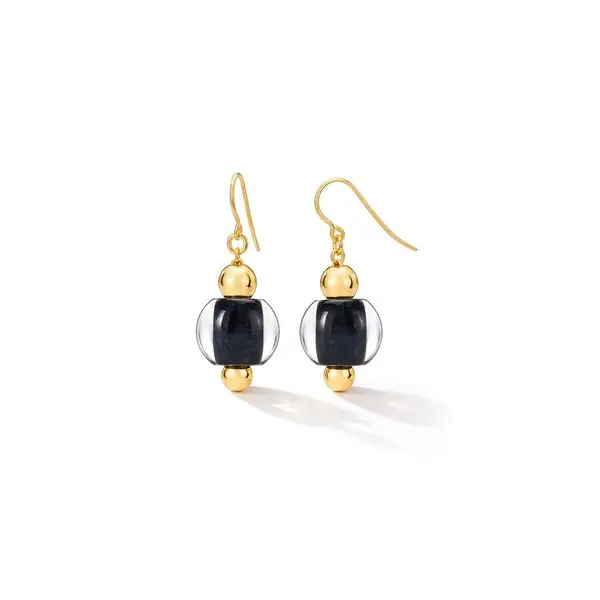 GOLD & HONEY Black And Gold Bead Drop Earrings - Black/gold