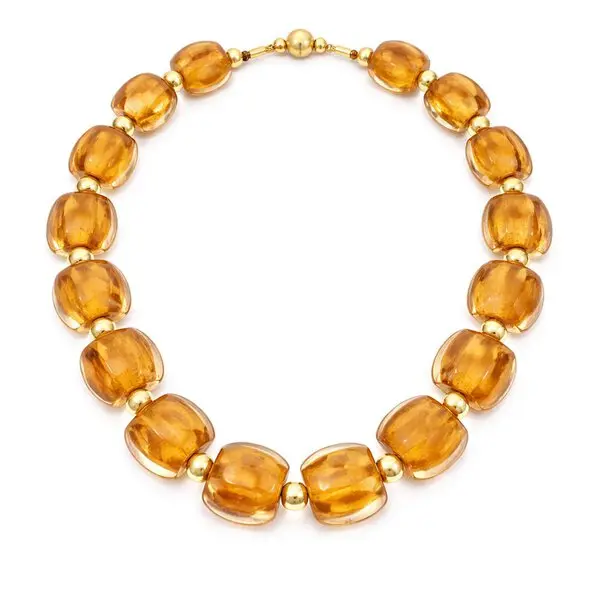 GOLD & HONEY Beaded Lucite Necklace - Gold
