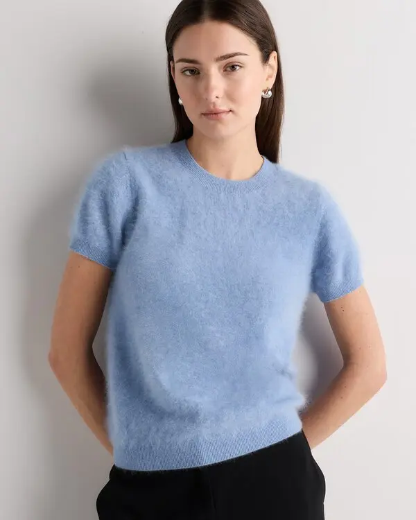 Quince Brushed Cashmere T-shirt - Faded Denim