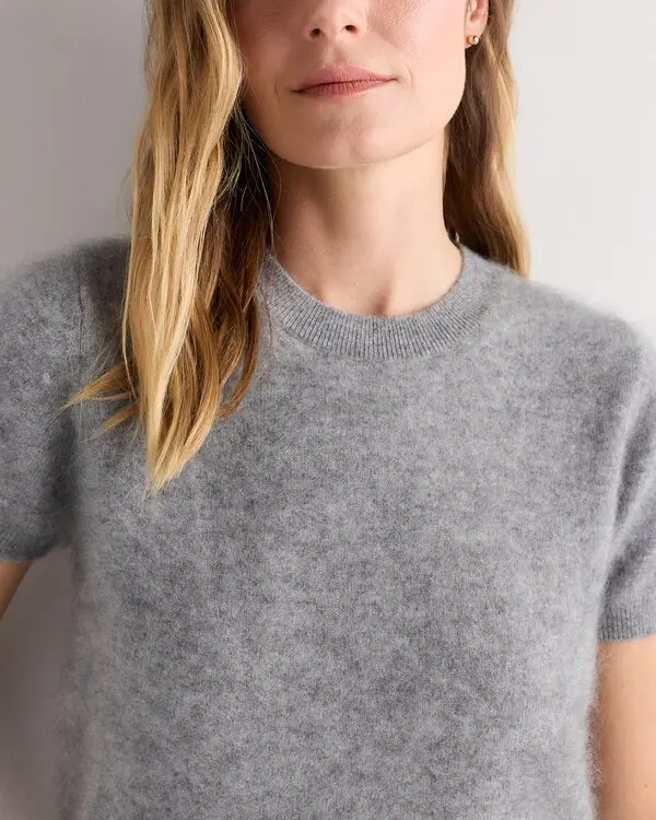 Quince Brushed Cashmere T-shirt - Heather Grey