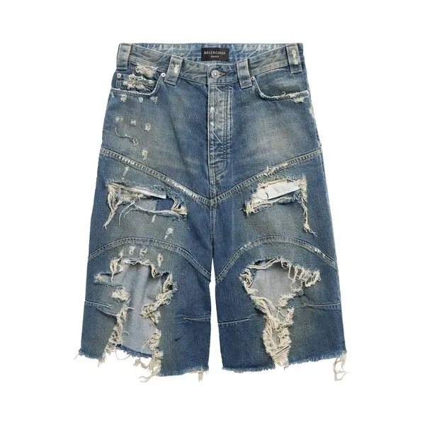 Balenciaga Distressed Baggy Denim Shorts