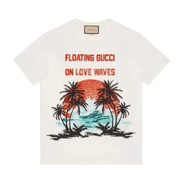 Gucci Sequined Slogan Print T-shirt