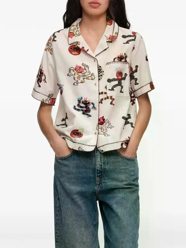 Bimba Y Lola Graphic Print Cotton Shirt