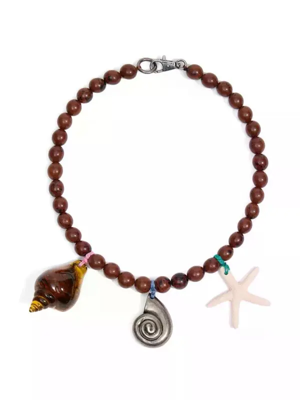 Bimba Y Lola Beaded Necklace With Shell Charms - Brown