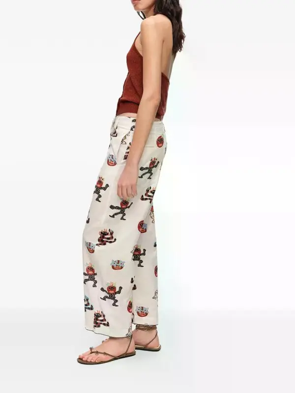 Bimba Y Lola Graphic Print Cotton Trousers